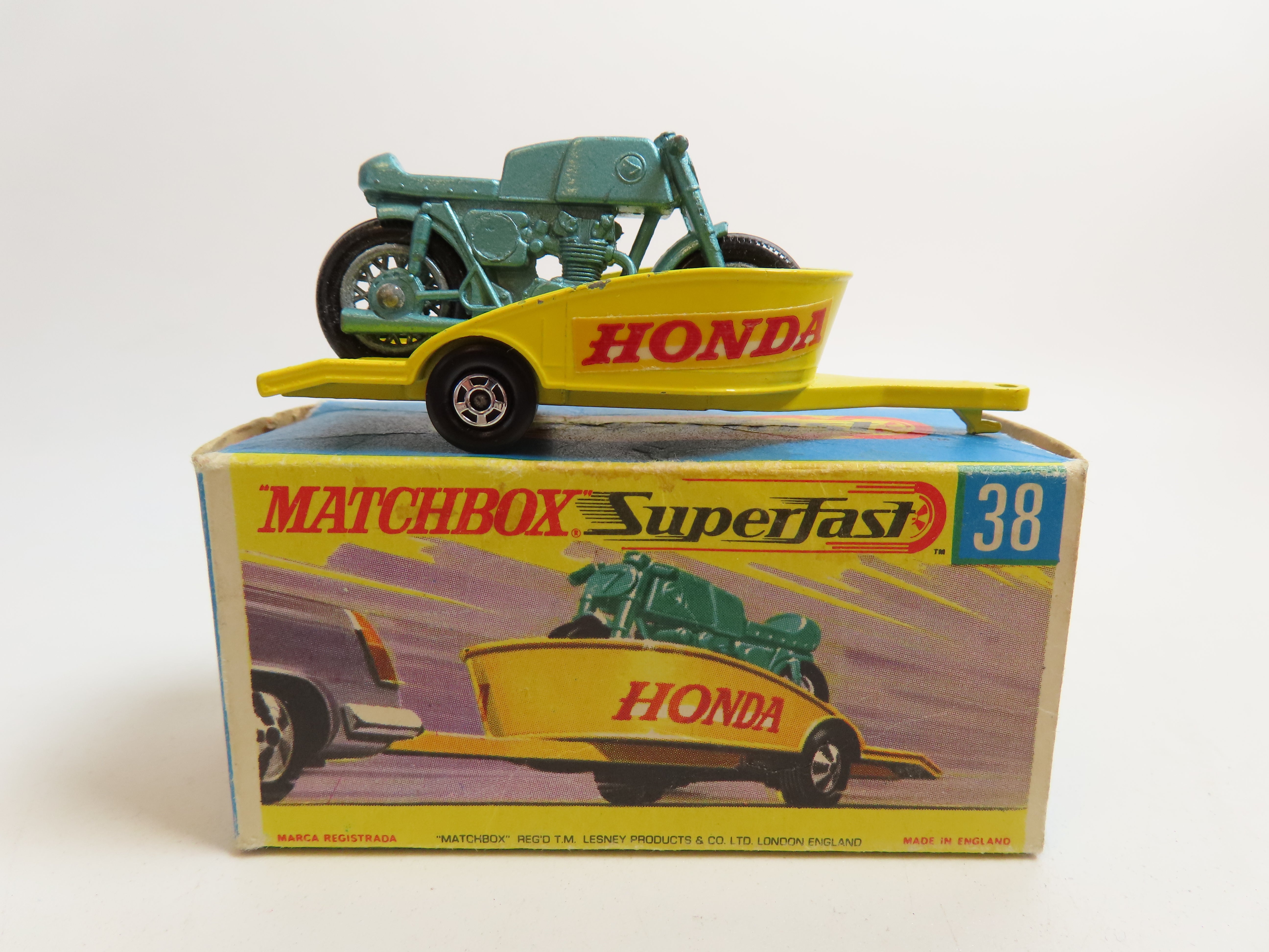 Matchbox Superfast 38 Honda Motorcycle with Trailer, Near Mint/Boxed ...
