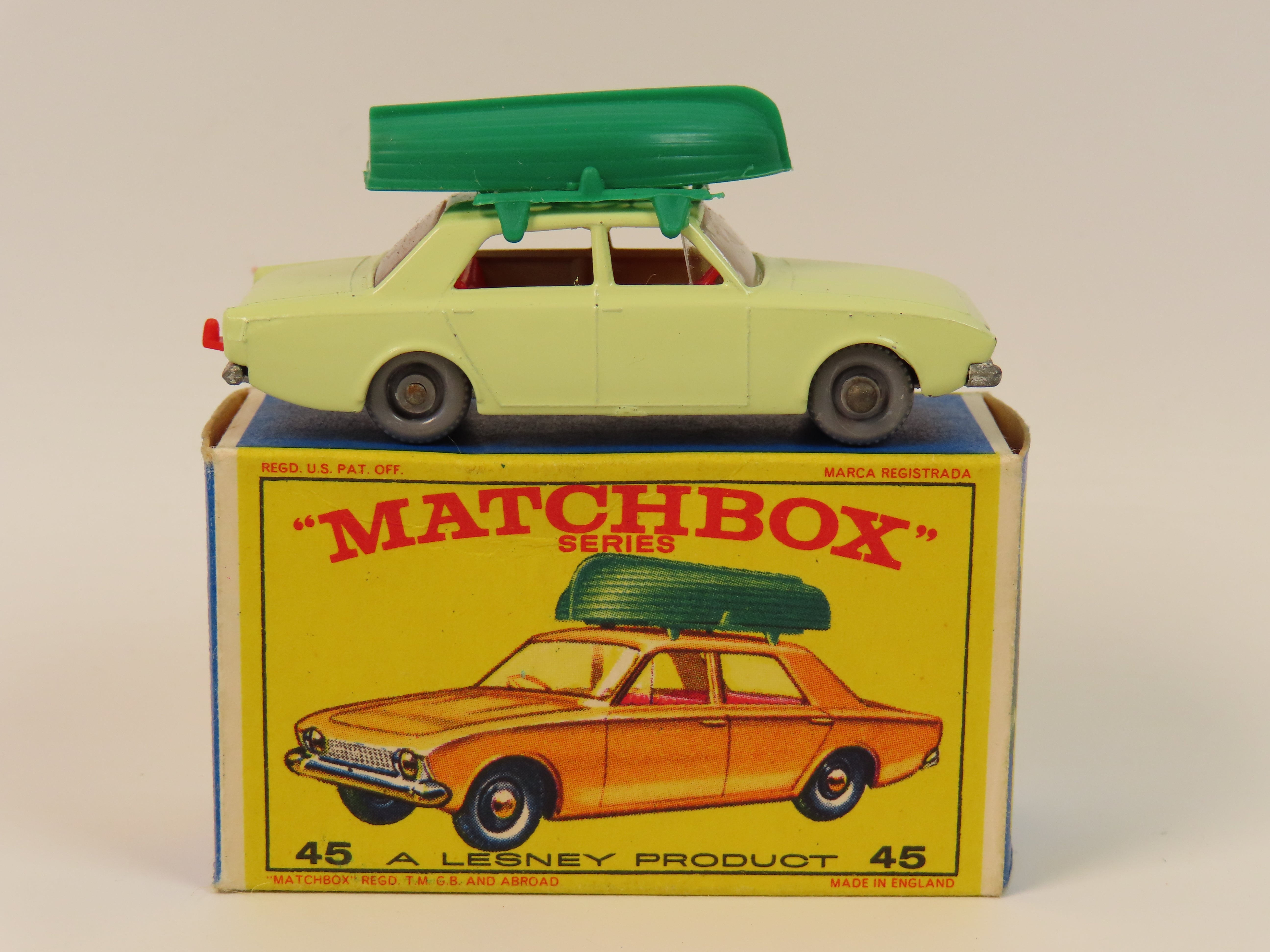 Matchbox Series No.45 Ford Corsair & Boat, 99.9% Mint/Boxed! RARE, GRE ...