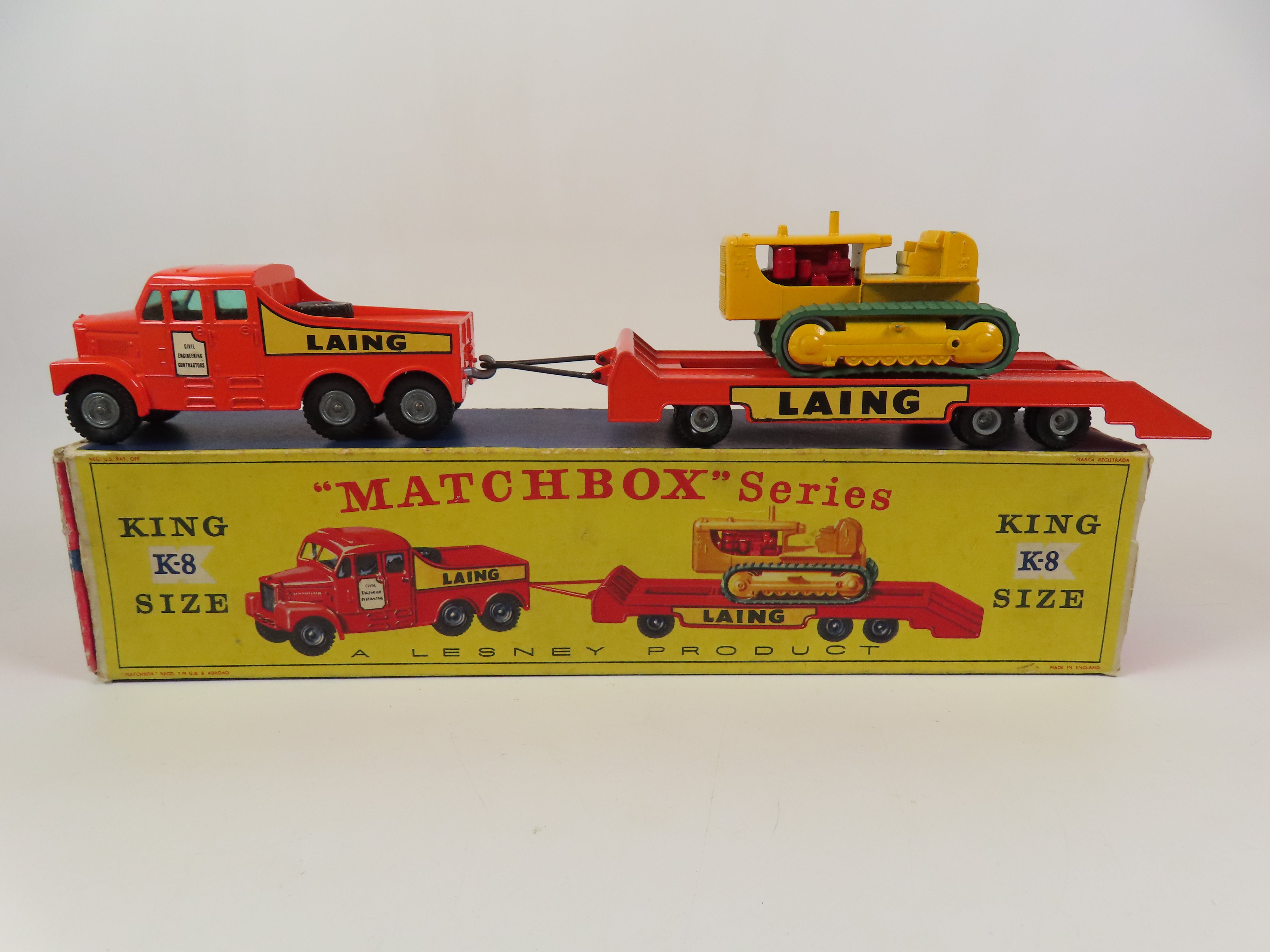 Matchbox King Size K-8 Tractor & Transporter 'Laing', Very Near Mint/B ...